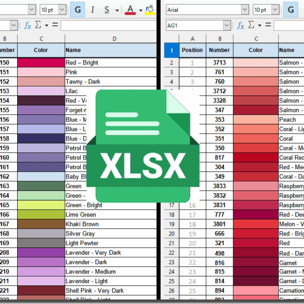 💎 DMC diamond painting color chart (Excel spreadsheet XLSX download ...